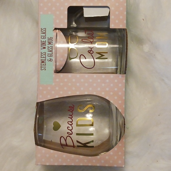 MHI | Dining | Stemless Wine Glass Glass Mug Set Because Kids Coolest ...